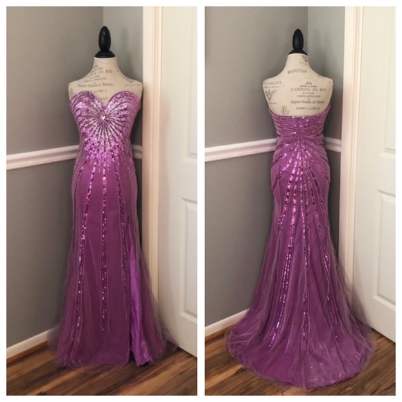 Riva Designs | Dresses | New Riva Designs Sz 4 Orchid Strapless Beaded ...